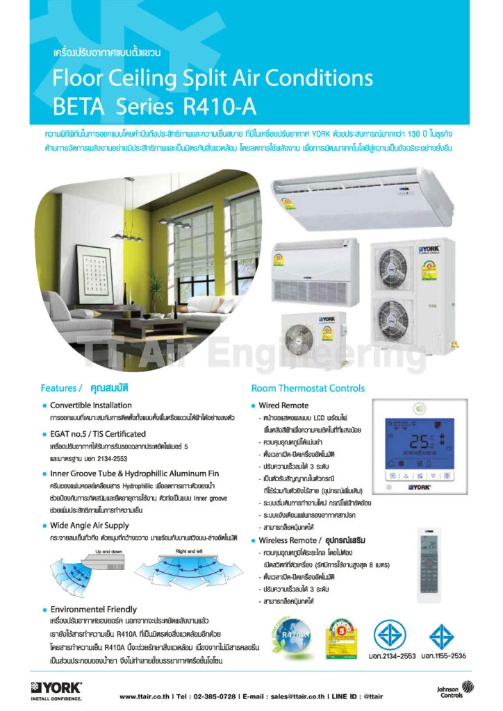 แอร์แขวนใต้ฝ้า YORK BETA Series | TT Air Engineering