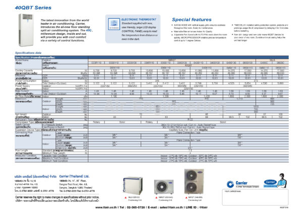 แอร์แบบตู้ตั้ง Carrier 40QBT Series | ติดตั้งง่าย | TT Air Engineering