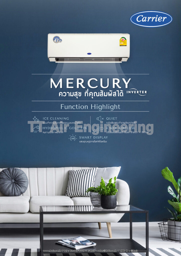 แอร์ผนัง Carrier MERCURY Series (42ABV) | แอร์บ้าน | TT Air Engineering