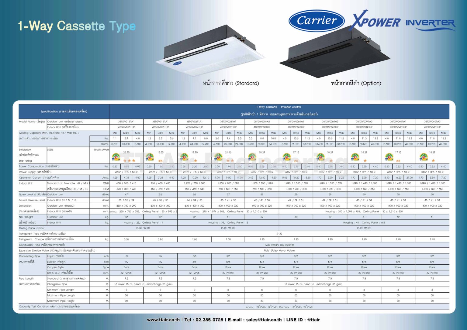 แอร์ฝังฝ้า Carrier X POWER BGV Series (40BGV) | TT Air Engineering