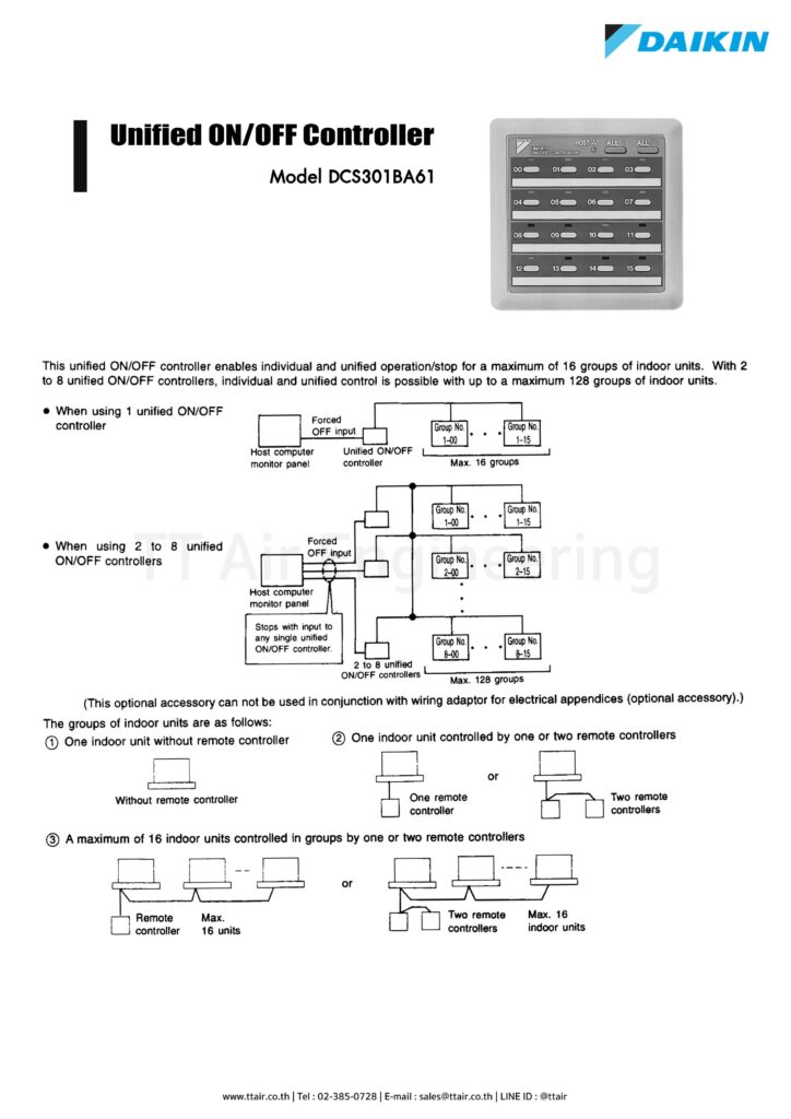 DAIKIN Unified ON/OFF Controller DCS301BA61 | TT Air Engineering
