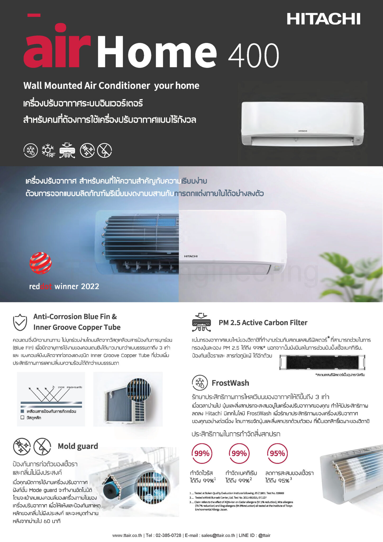 แอร์ผนัง HITACHI DJ Series (airHome 400) | แอร์บ้านติดผนัง | TT Air ...