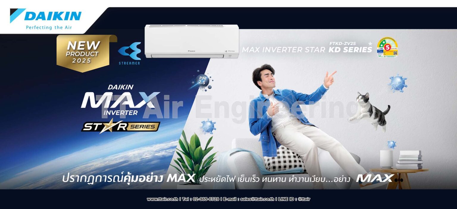แอร์ผนัง DAIKIN KD Series (FTKD-ZV2S) | MAX Inverter | TT Air Engineering